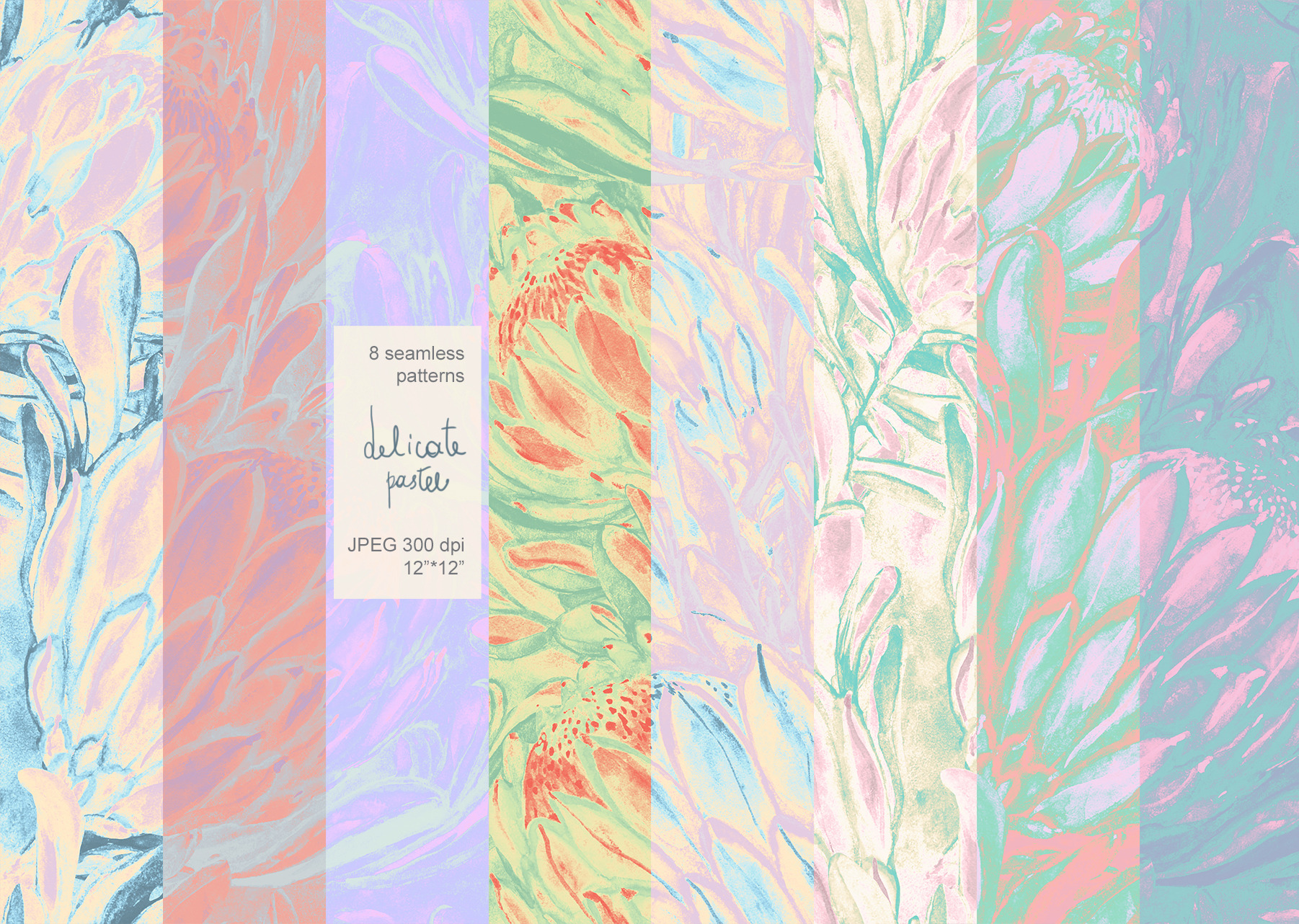 Pastel floral seamless set, a Pattern Graphic by PatternsBlooming