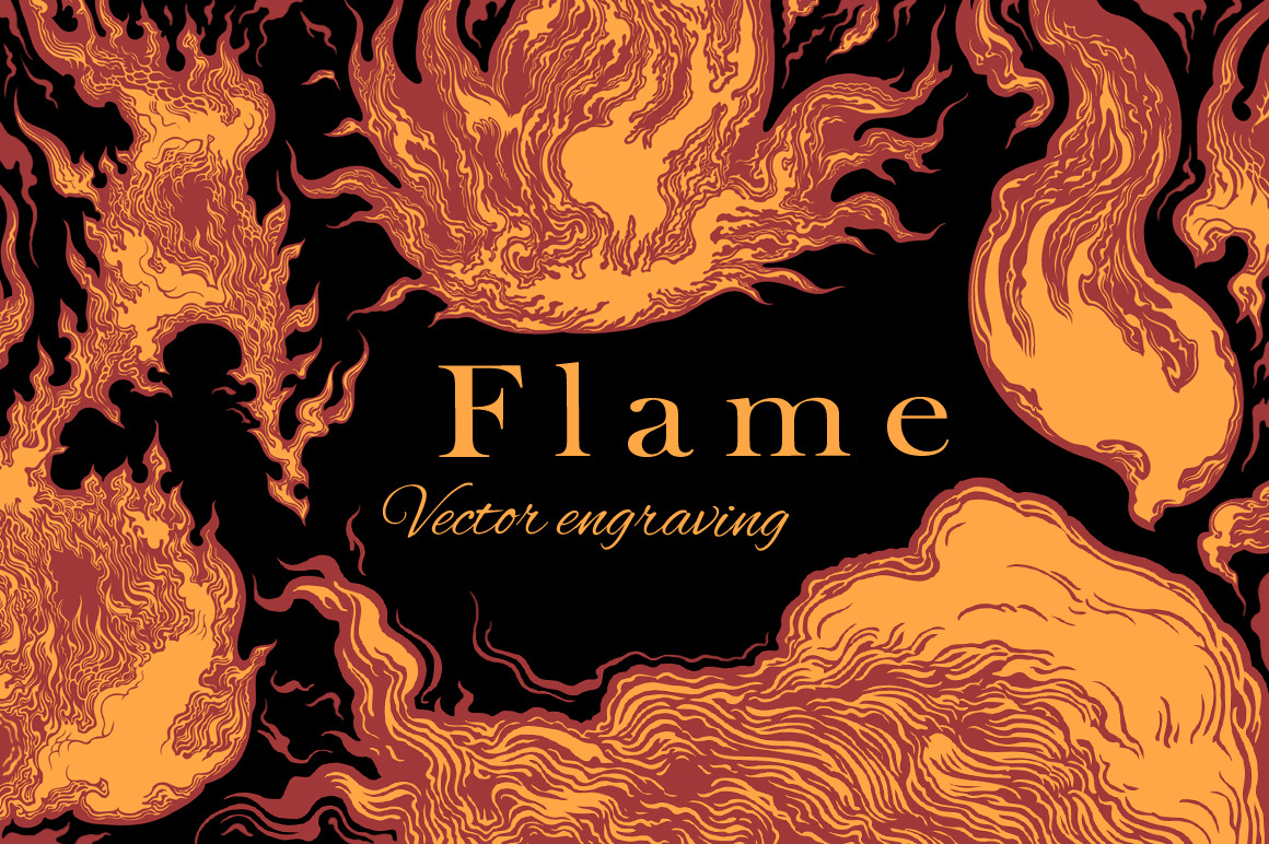 Design set Flame. Vector engraving, an Object Graphic by Vector Engraving