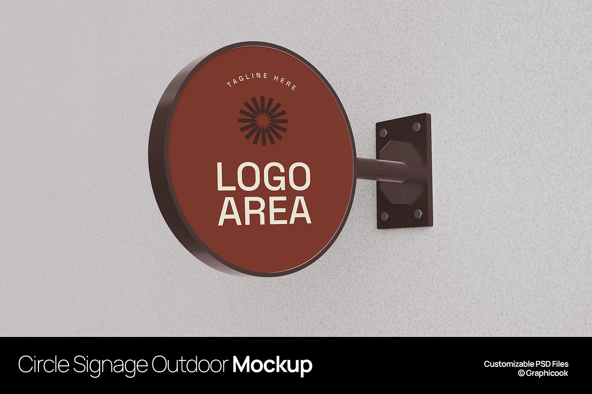 Circle Signage Outdoor Mockup, an Advertising Mockup by graphicook