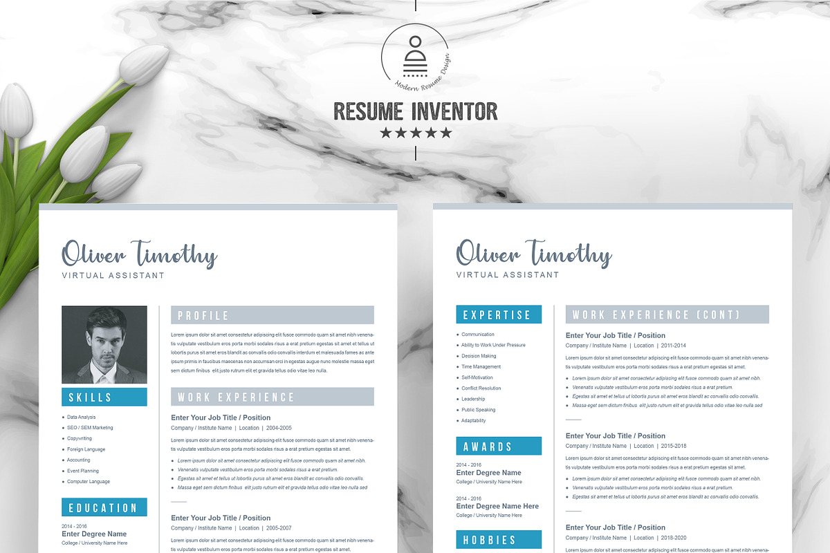 Creative Word Resume Template, a Resume Template by ResumeInventor