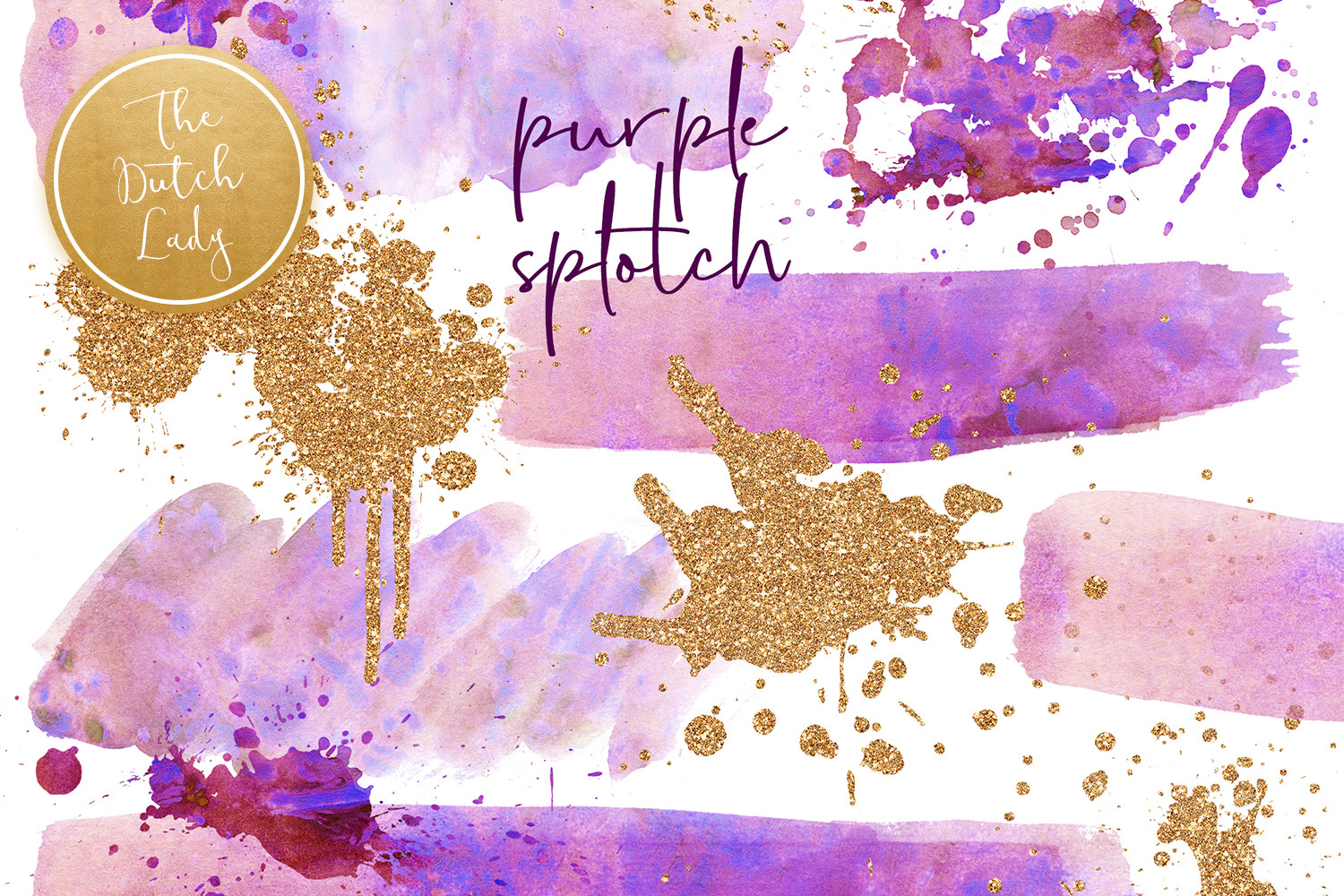 Purple Splotch Watercolor Clipart, an Illustration by The Dutch Lady ...