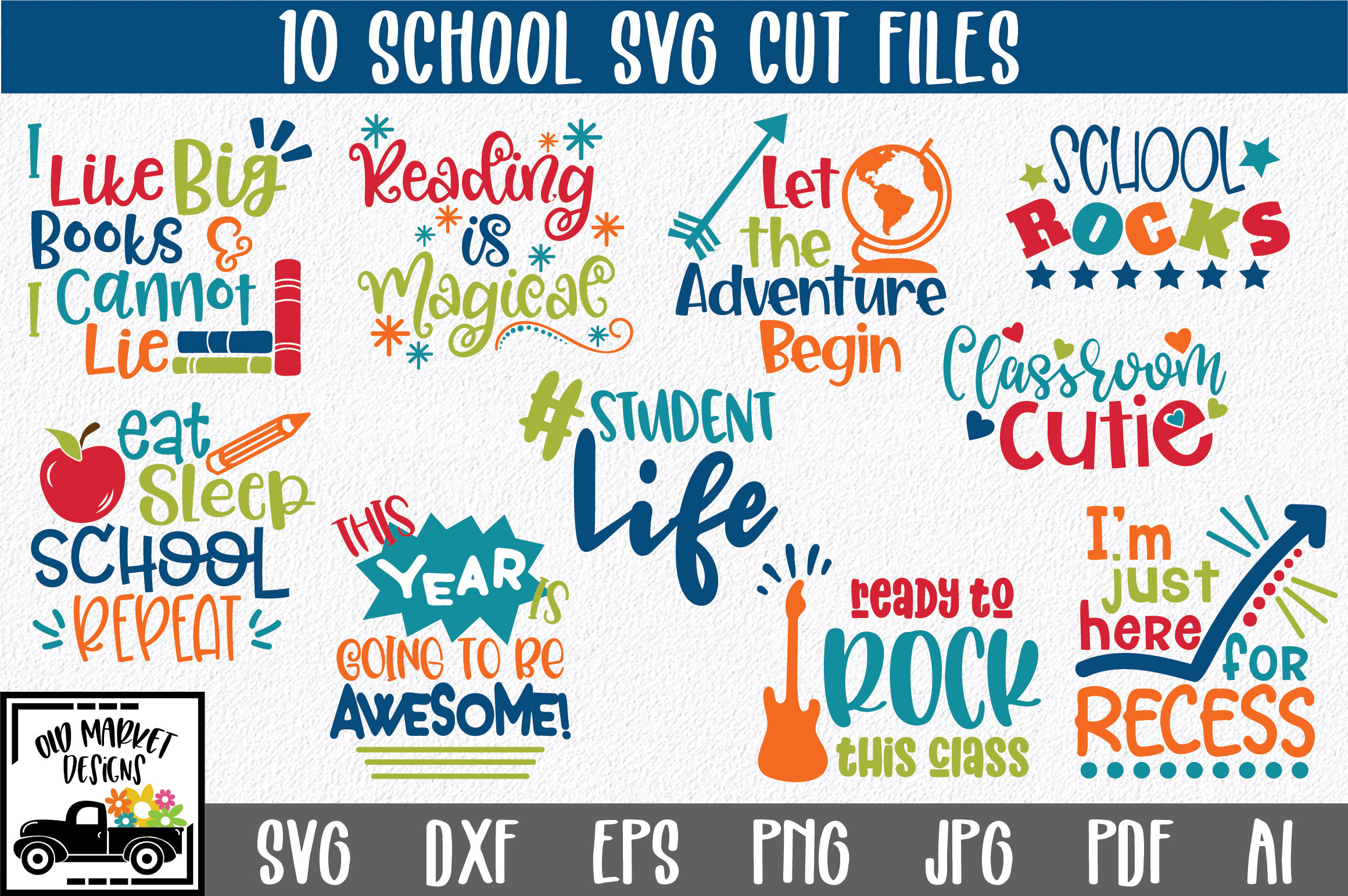 School SVG Cut File Bundle, an Education Illustration by OldMarket Designs