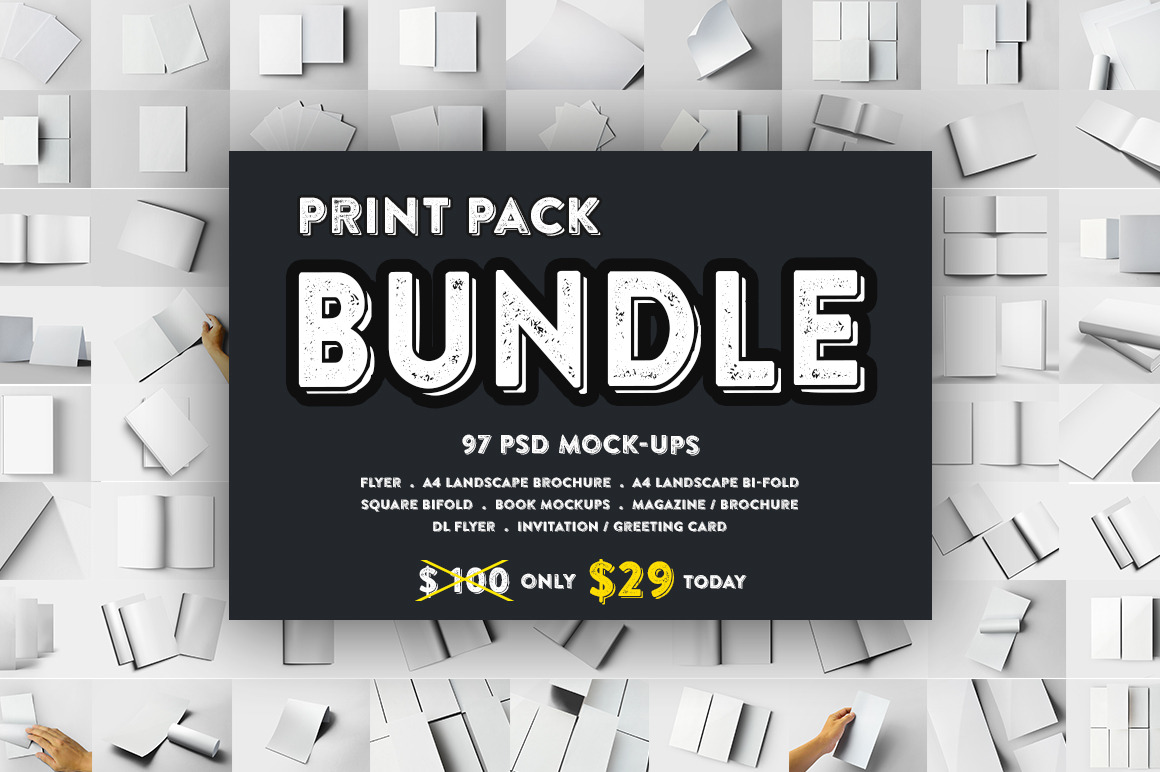 Print Pack BUNDLE Mockups V.1, a Print Template by Kongkow