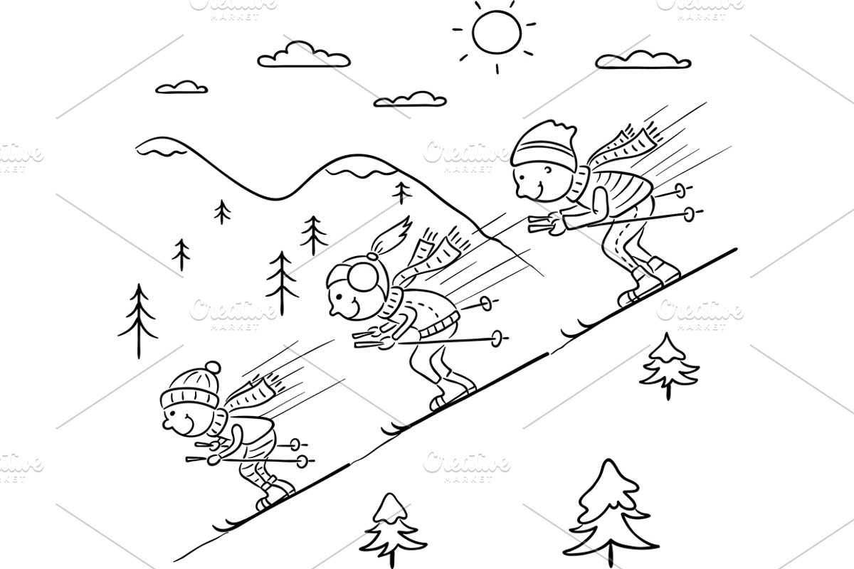 Outline cartoon kids illustration, an Illustration by Bubert Art