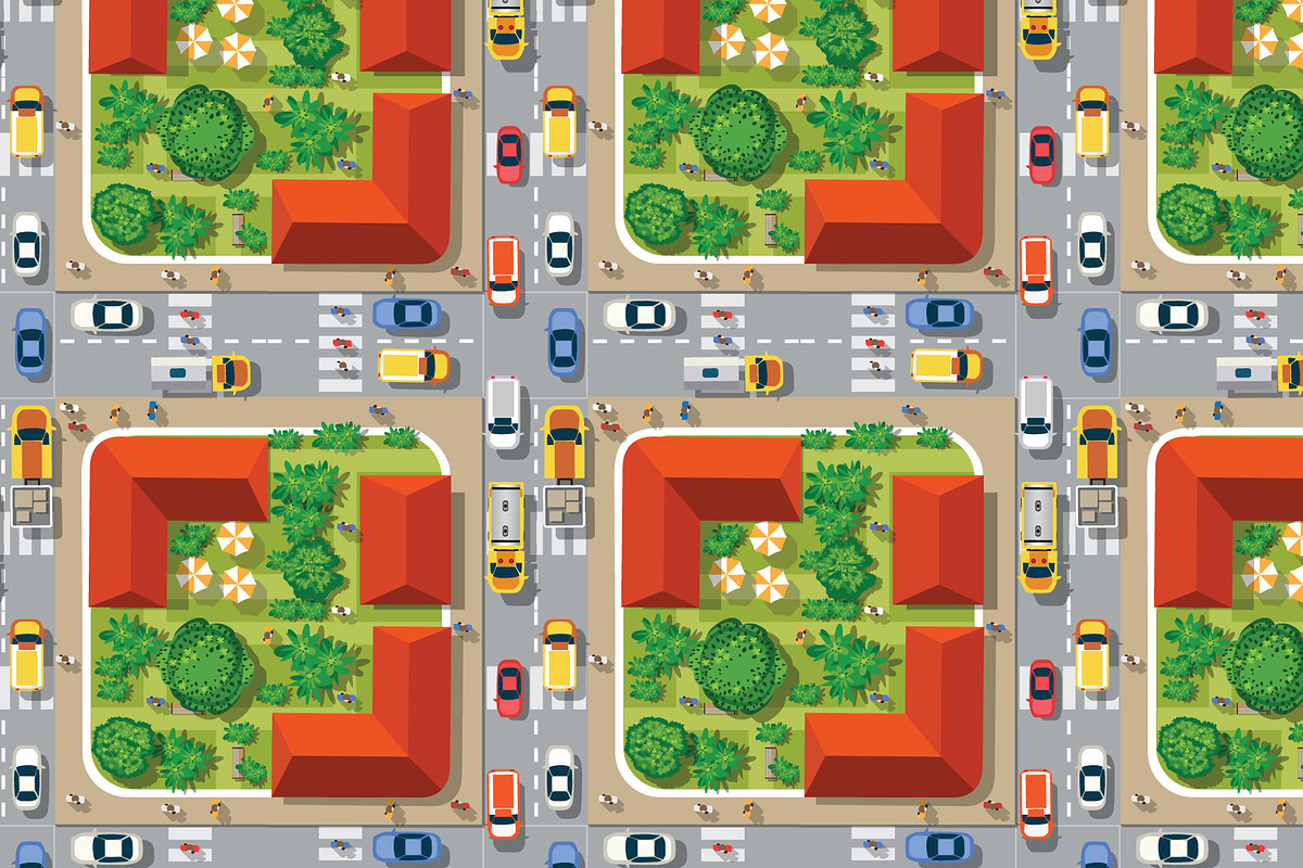 Seamless city pattern set