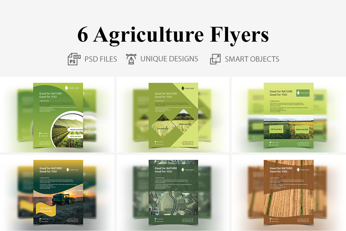 6 Agriculture Flyers, a Flyer Template by Creatricks