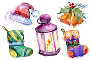 Watercolor Christmas collection set | Decorative Illustrations ...