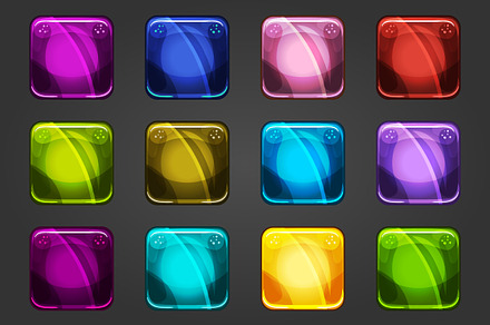 Set of game interface button color, a Templates & Theme by RybakovaAnn