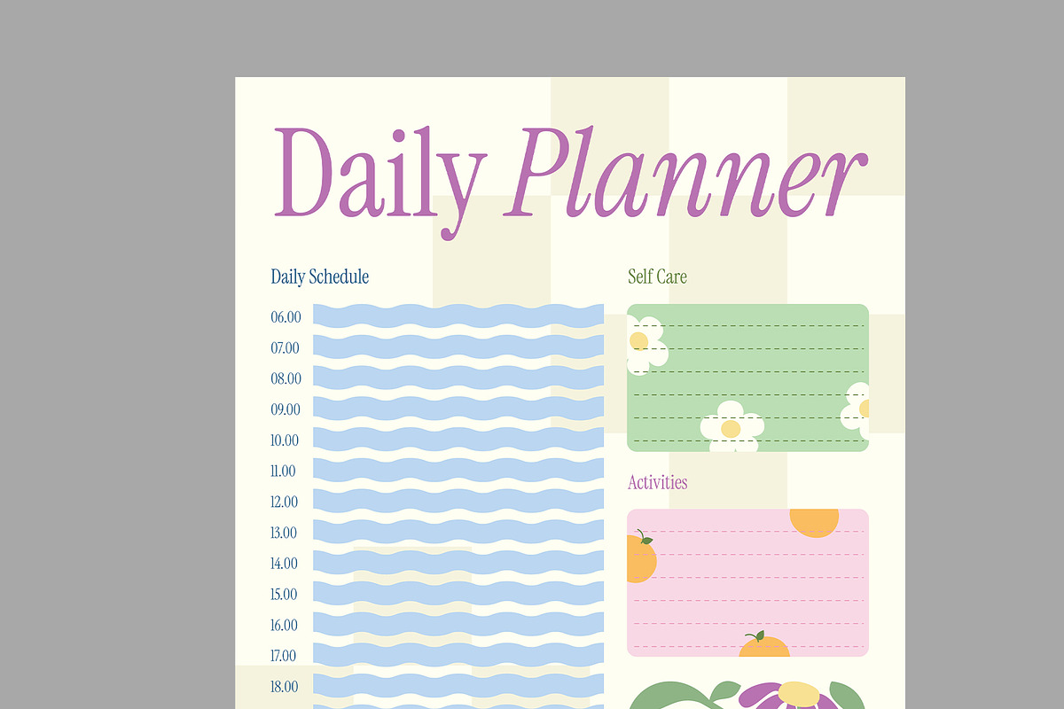 Pastel Cute Daily Weekly Planner, a Stationery Template by Neermana