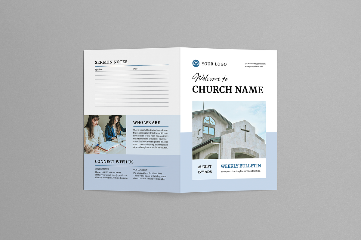 Church Bulletin | Canva, Word, Indd, a Brochure Template by Leaflove