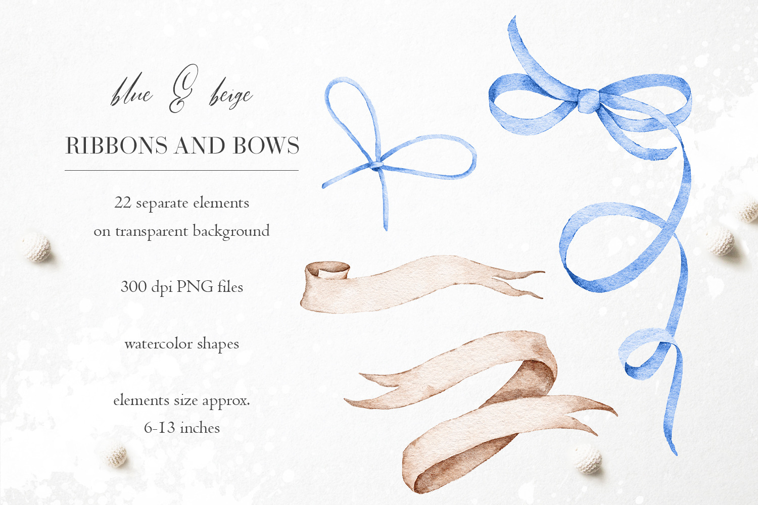 Blue & Beige Ribbon PNG Overlays, an Object Graphic by PixelJungle ...