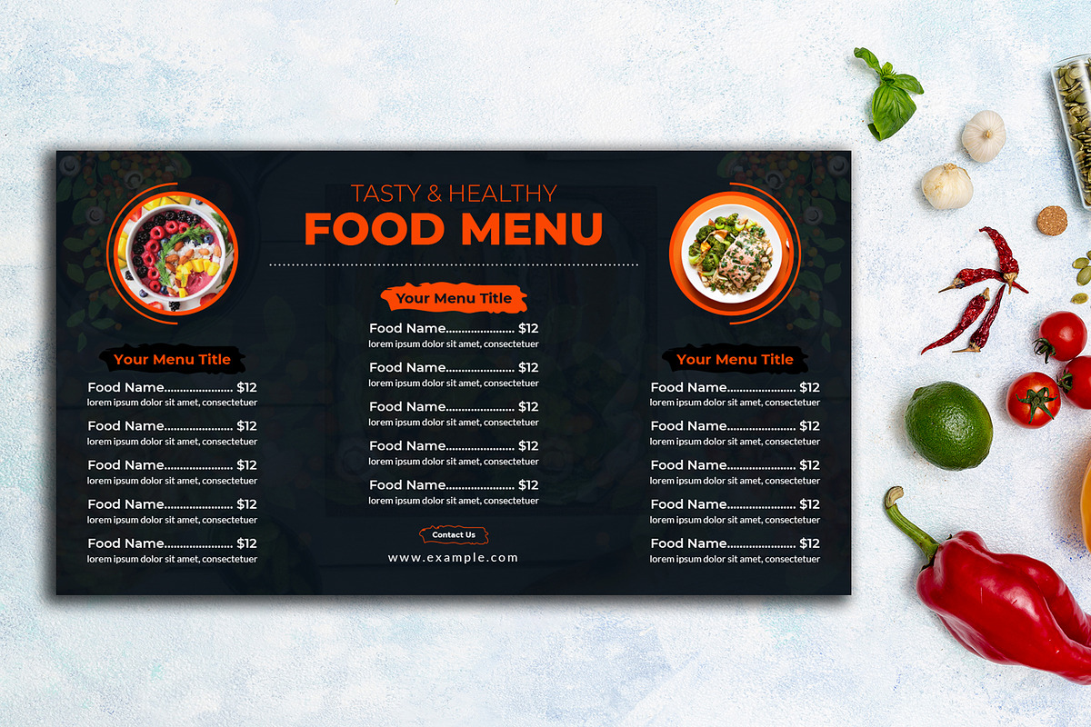 Digital Menu For Restaurants, a Stationery Template by MRI STUDIO