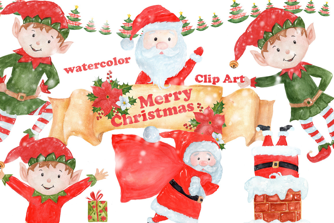Watercolor Christmas clipart, a Decorative Illustration by vivastarkids ...