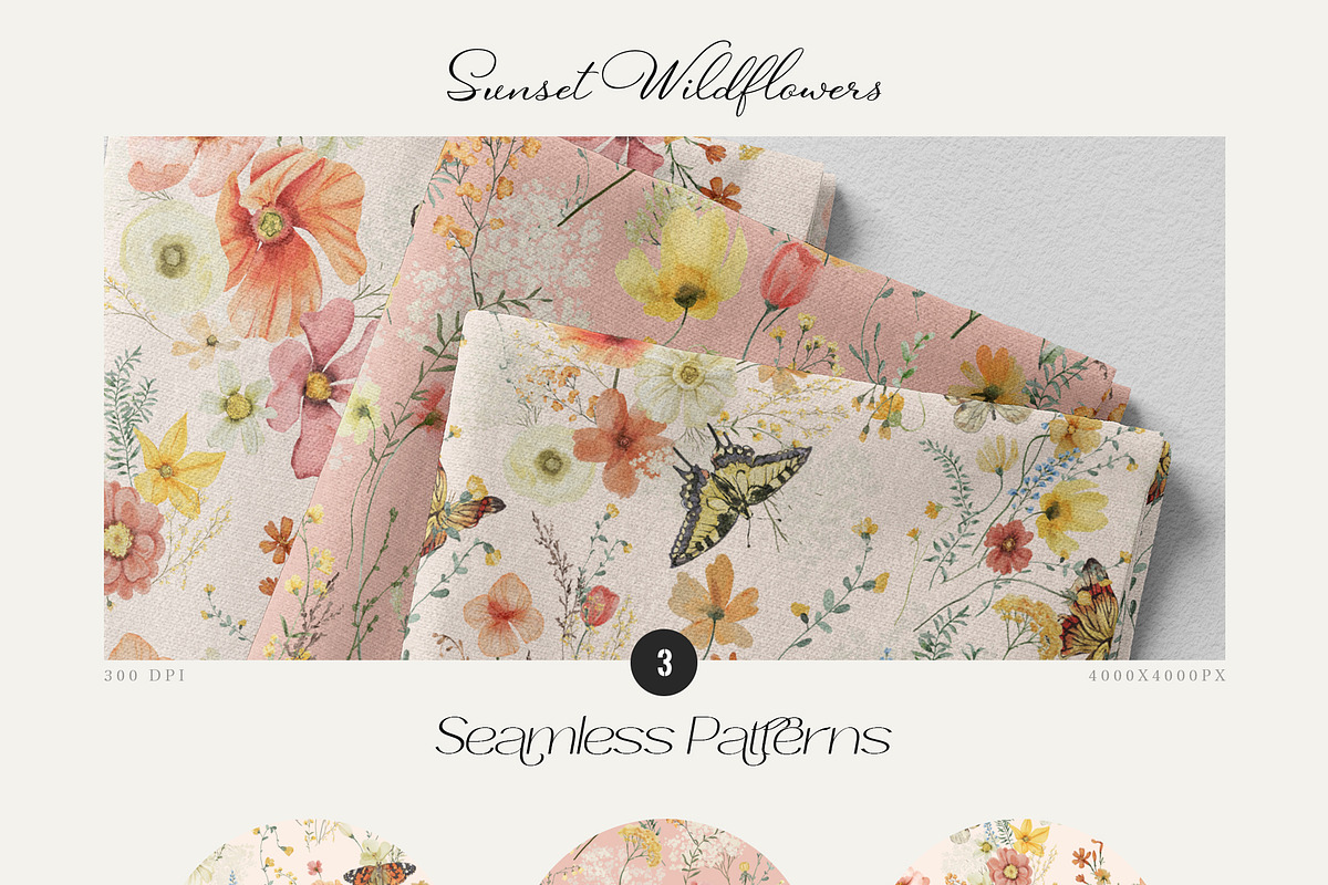Sunset Wildflowers Delicate Flora, a Decorative Illustration by ...