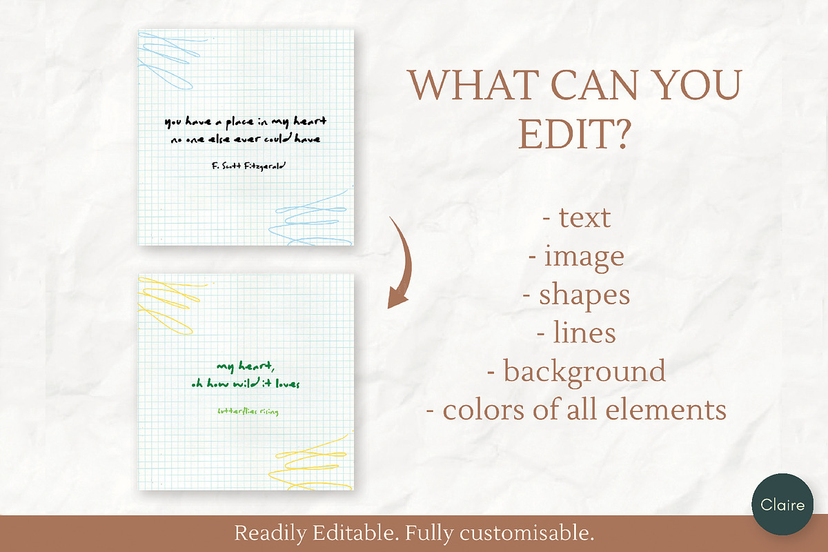Paper Poem Quotes Pack Edit in Canva | Creative Market