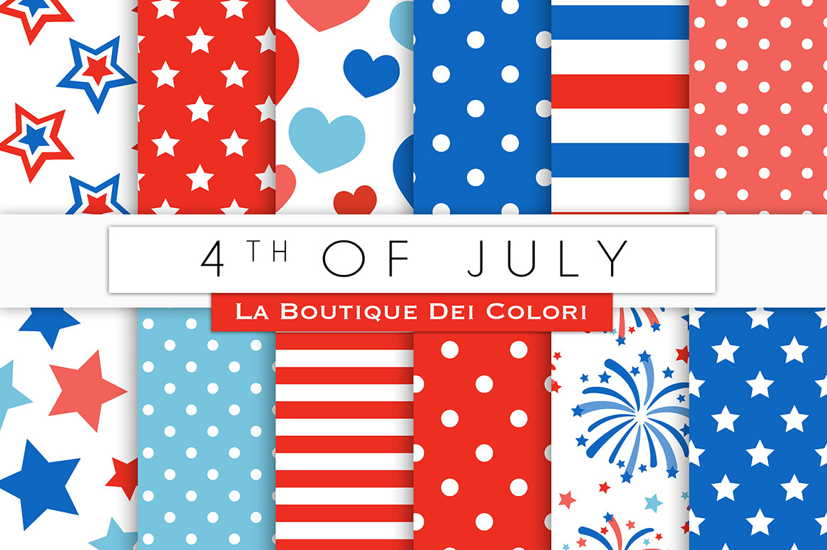 4th of July Digital Paper, a Pattern Graphic by La Boutique dei Colori
