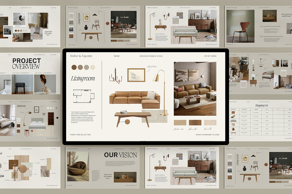 Interior Design Presentation Canva Template | Amare Creative