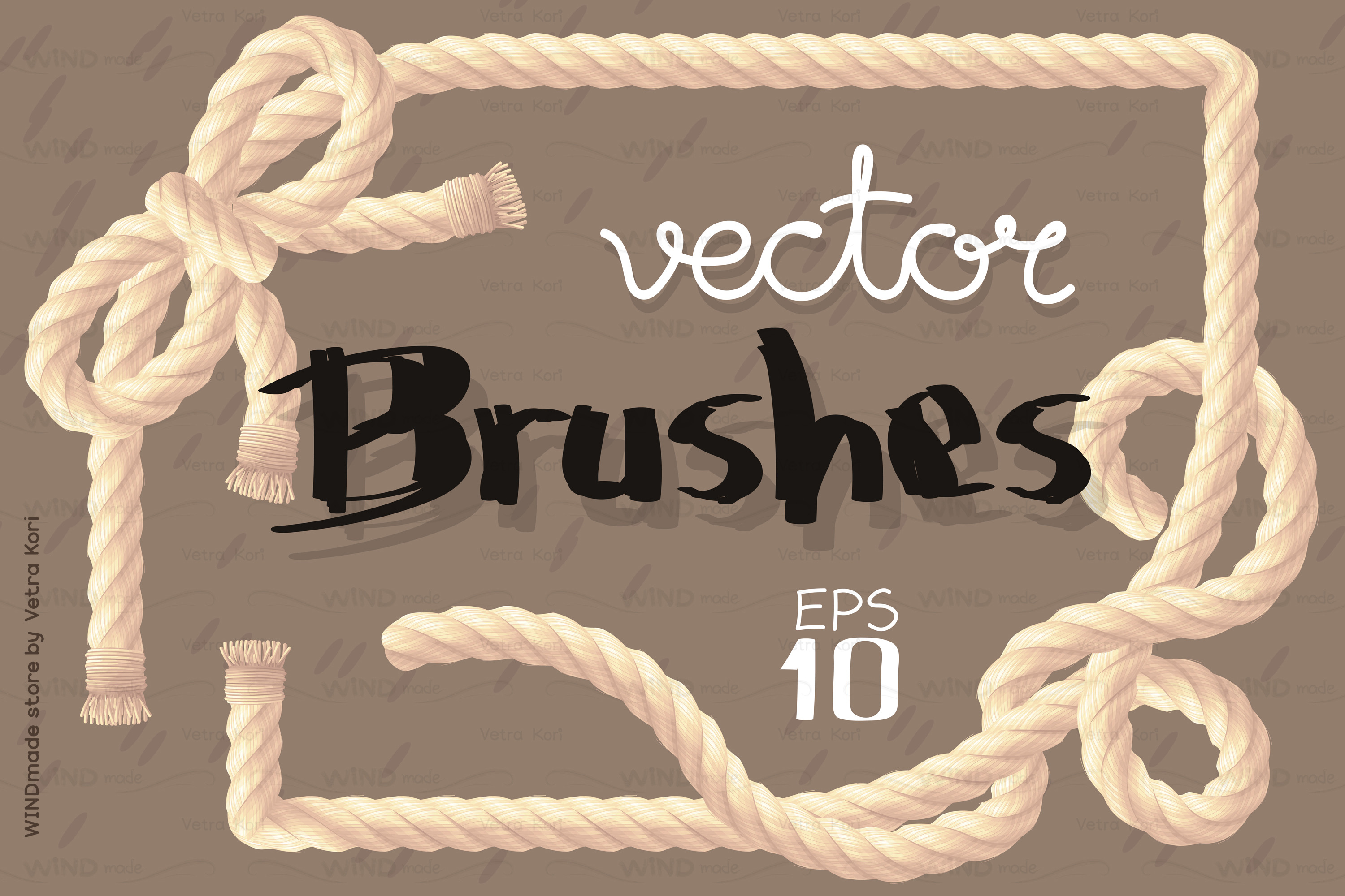 vector 28 brushes of Rope (AI), a Brush Add-On by WINDmade