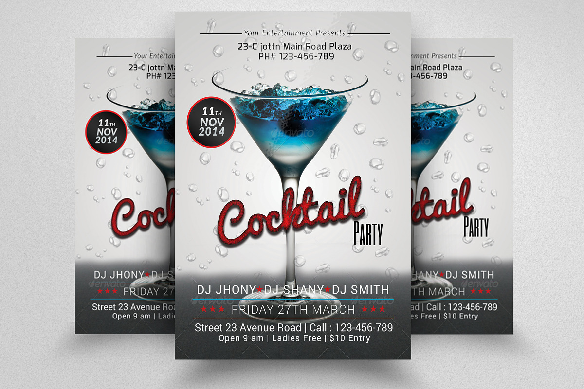 Cocktail Party Flyer Template, a Flyer Template by Psd Templates