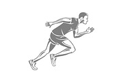 Silhouette of Isolated Running Male on White., a Healthcare ...
