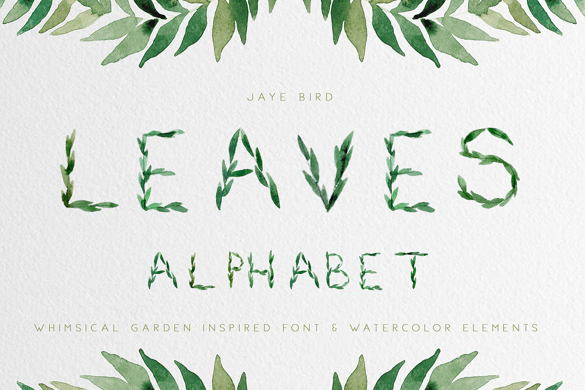 Leaves Font/Greenery Clipart Bundle, an Illustration by Shop Jaye Bird