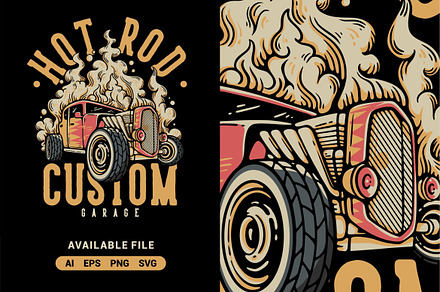 Customizable Hot Rod Vector | Illustrations ~ Creative Market