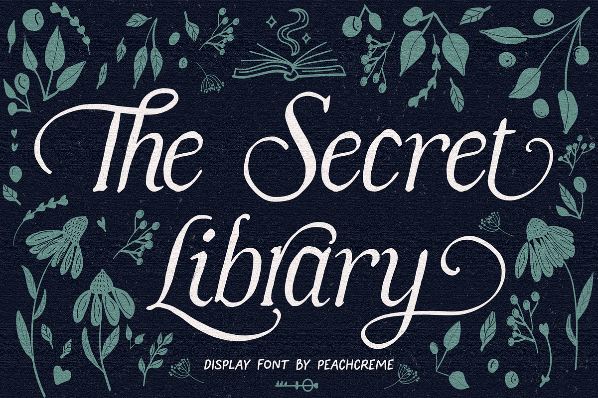 The Secret Library // Vintage Italic, a Handwritten Font by PeachCreme