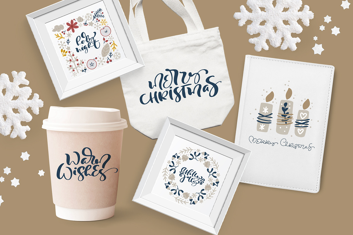 Vector Merry Christmas nordic bundle | Creative Market