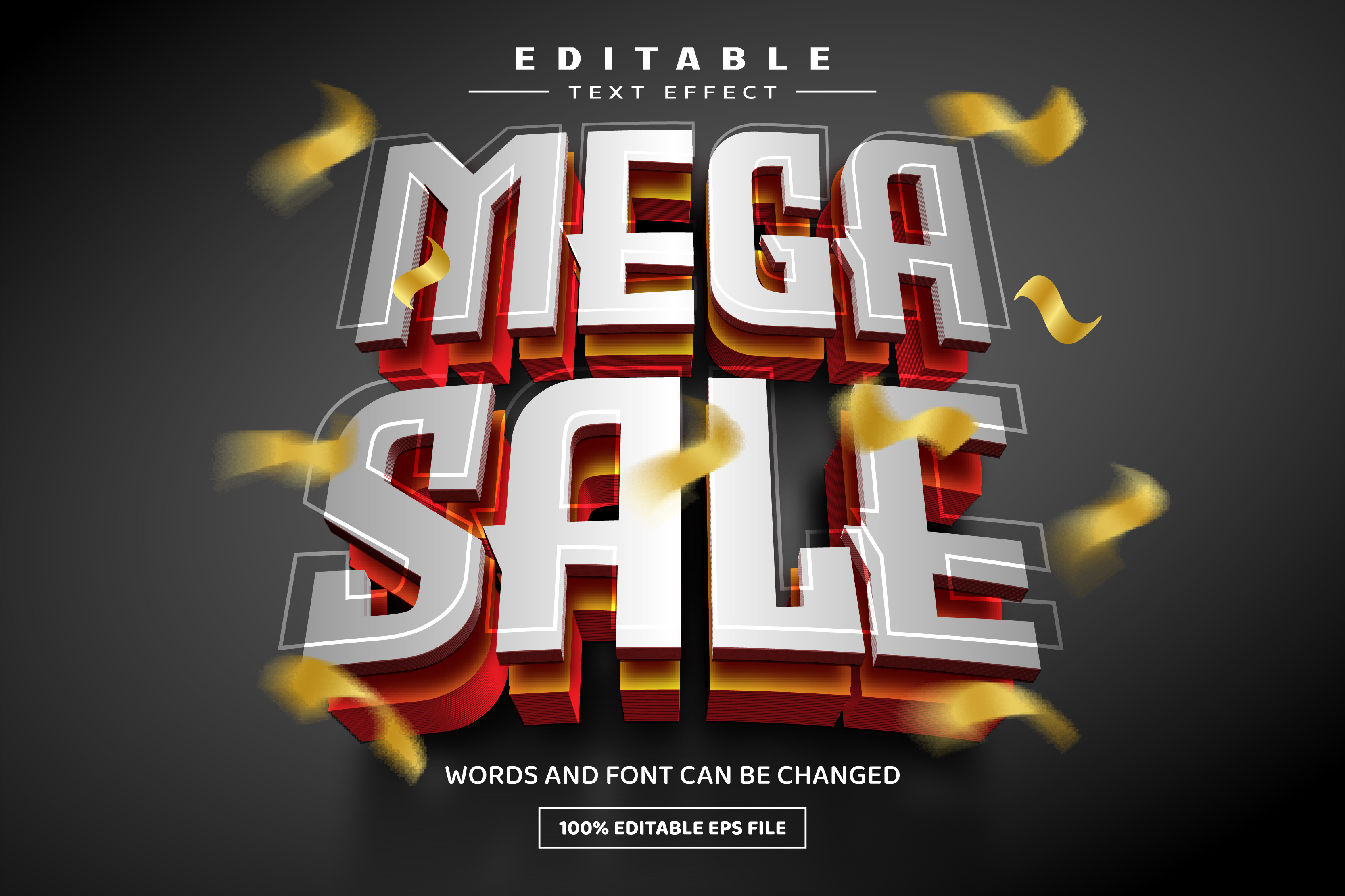 Mega sale 3D editable text effect