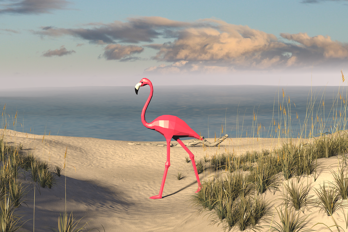 DIY Flamingo 3D model template, a Templates & Theme by PolyFish