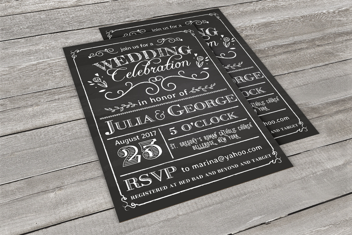 Chalkboard Wedding invitation card, an Invitation Template by Blush ...