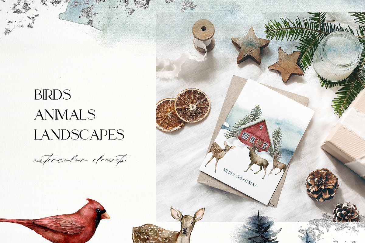 Christmas spirit watercolor clipart