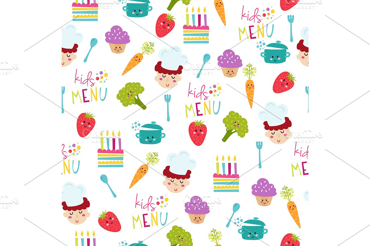 Kids food menu background vector illustration, a Decorative ...