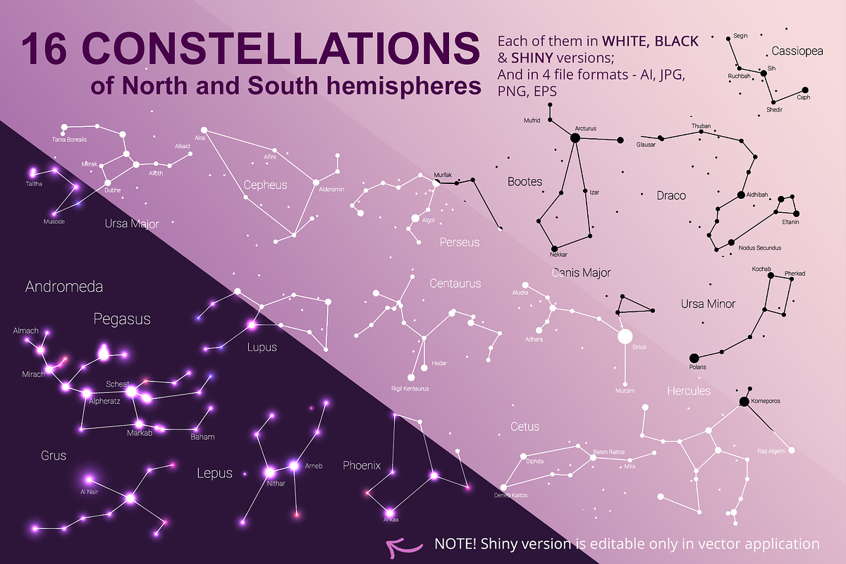 Constellation vector MegaPack, an Animal Illustration by ️ KiraSolly