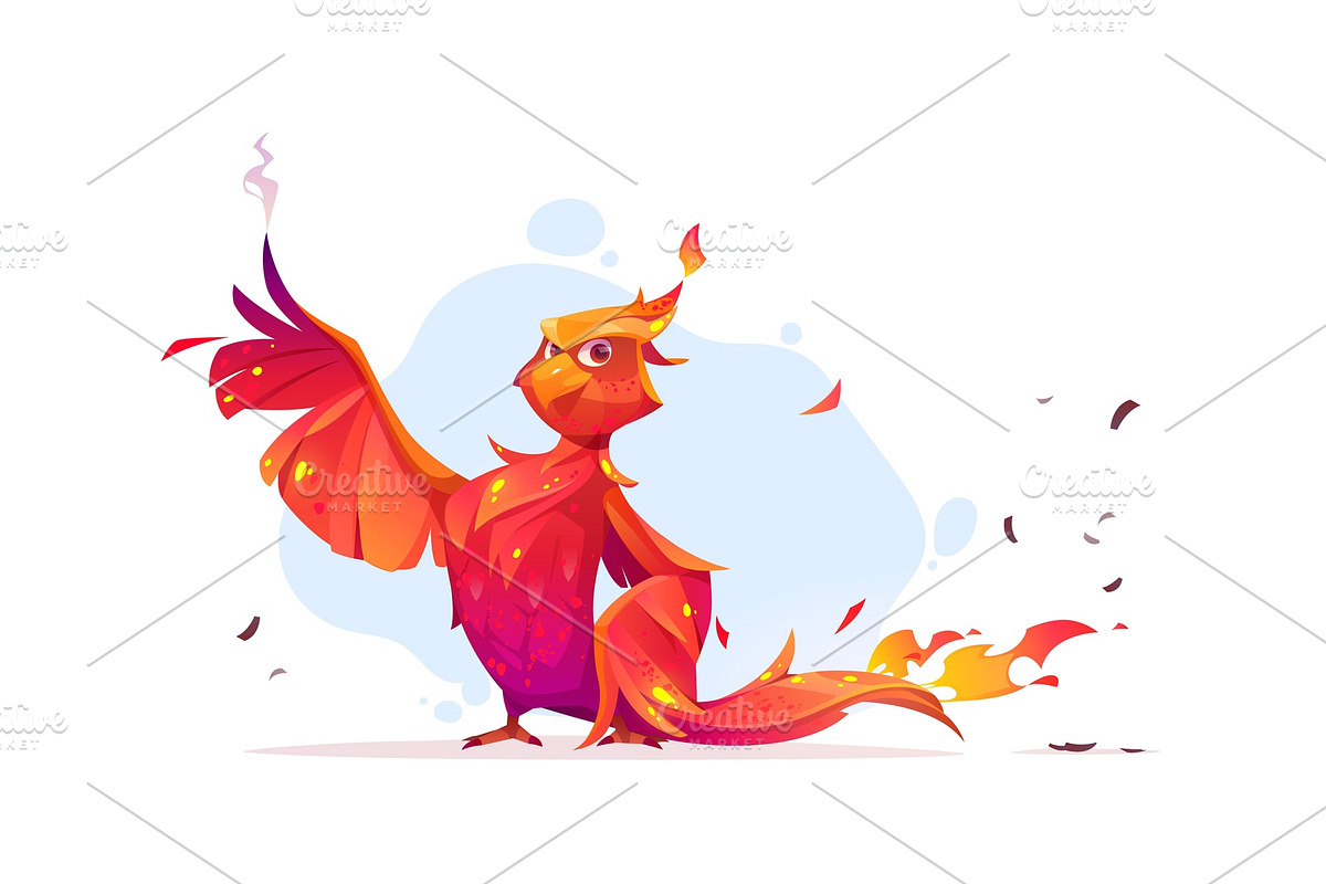 Phoenix or fenix fire bird cartoon, an Animal Illustration by art PVP ...