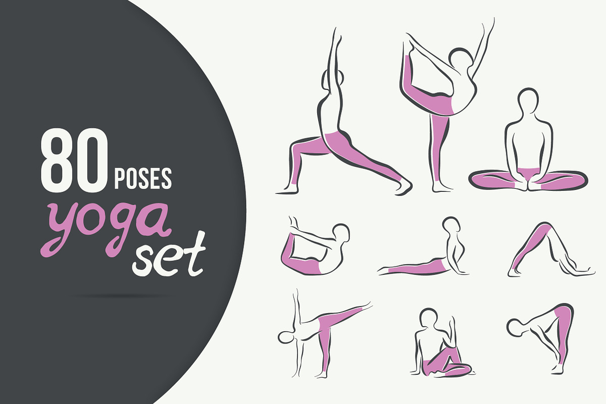 80 artistic YOGA poses SET, a Person Illustration by Anna Khramova