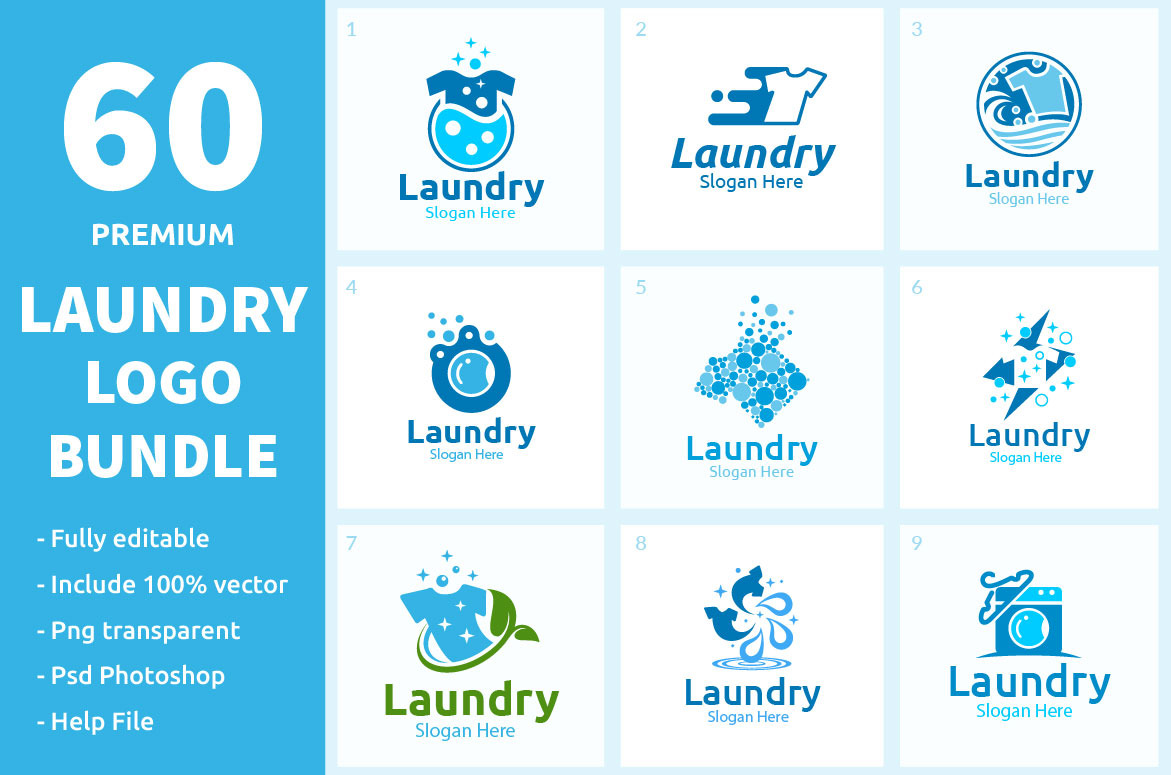 60 Laundry Logo Bundle | Branding & Logo Templates ~ Creative Market