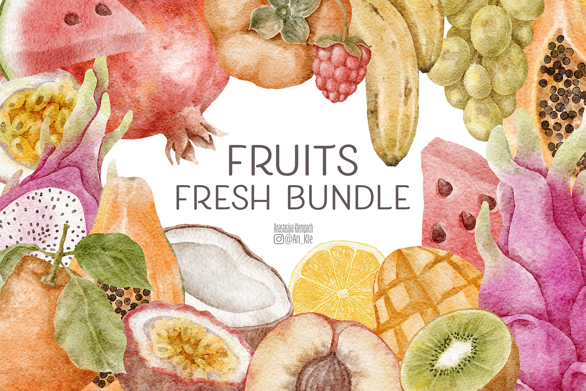 Fruits clipart png watercolor, a Food Illustration by TheCuteShop