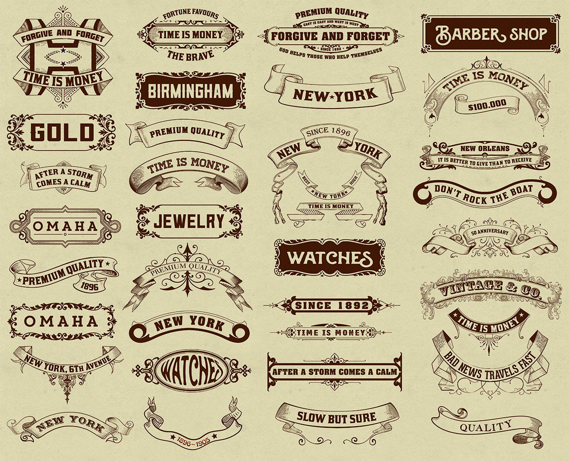 Mega pack of labels and banners, an Illustration by OneVectorStock