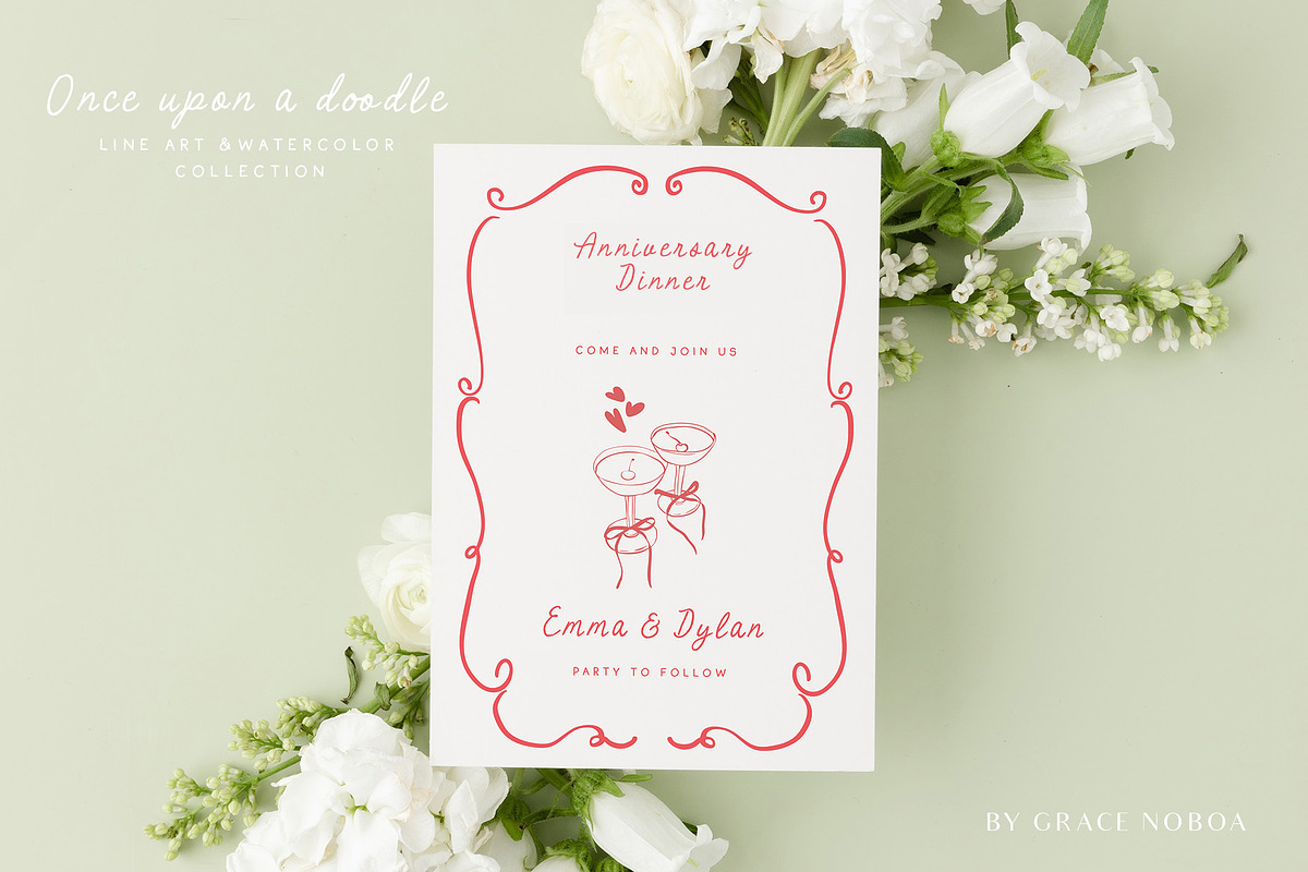 Whimsical doodle Line art svg vector, a Decorative Illustration by ...