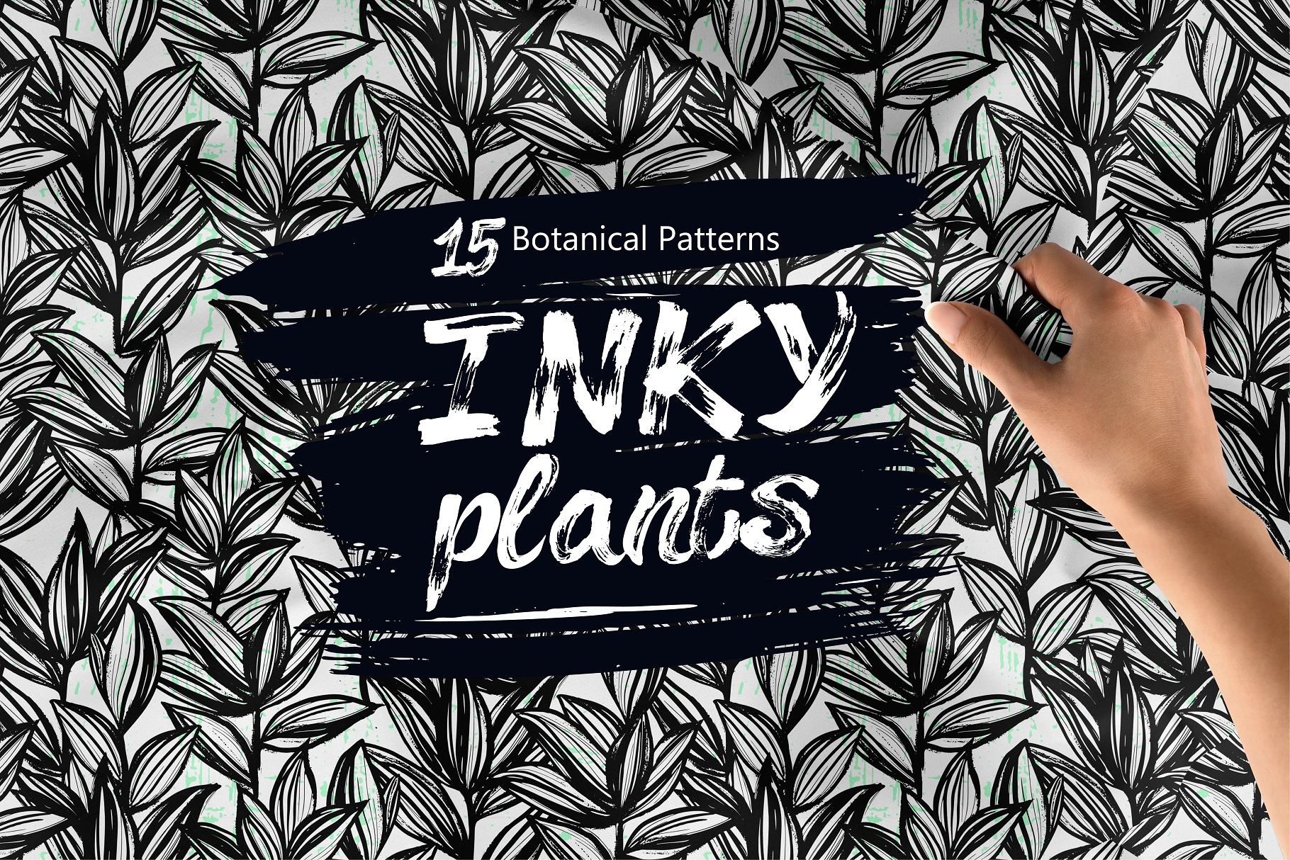 Inky Plants: 15 Botanical Patterns+, a Pattern Graphic by MarynArts