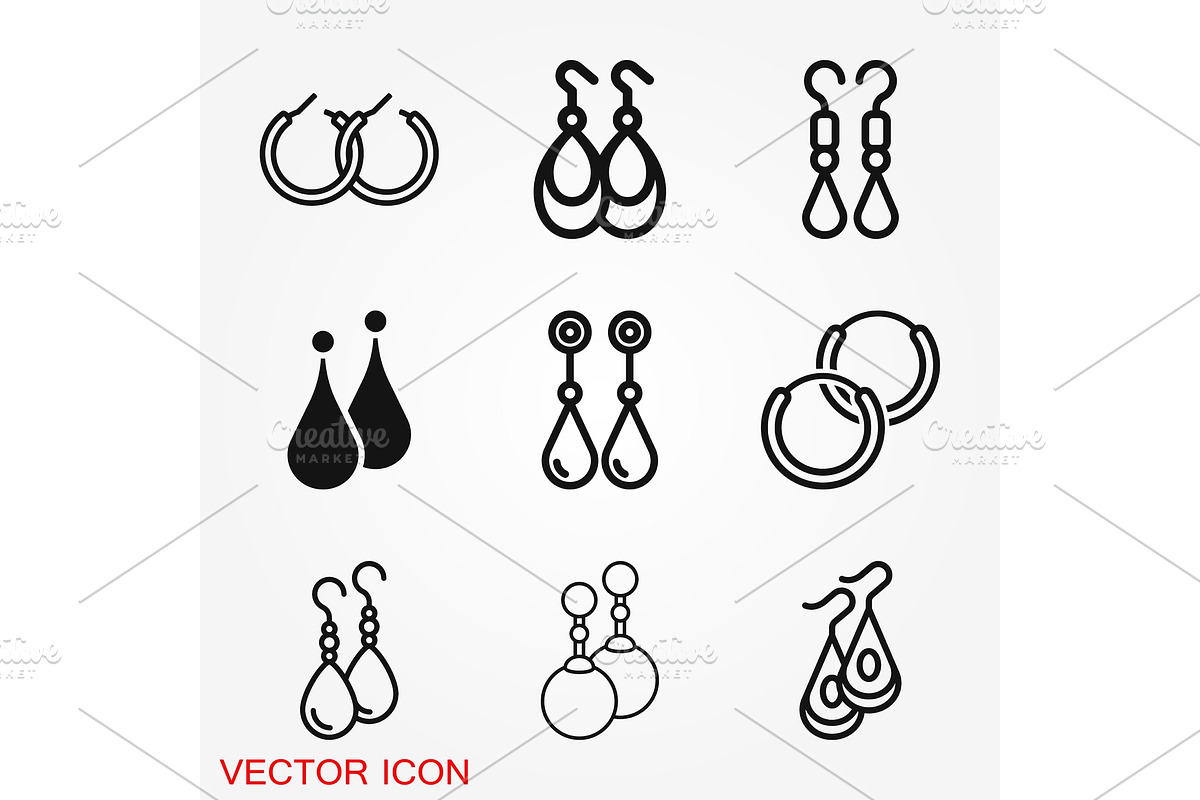 Earrings icon. Vector illustration, a Decorative Illustration by ...