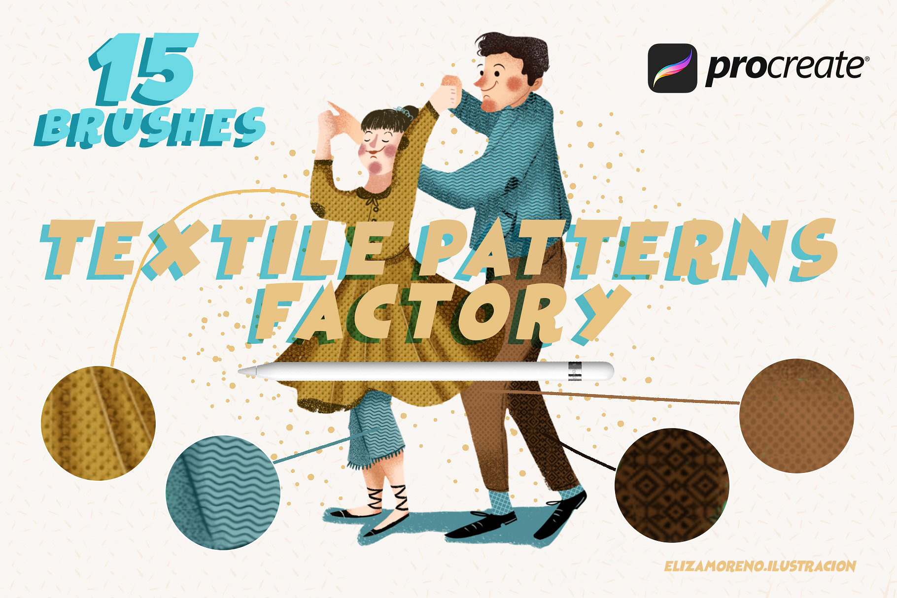 Textile Patterns Factory Procreate, a Brush Add-On by Eliza Moreno ...