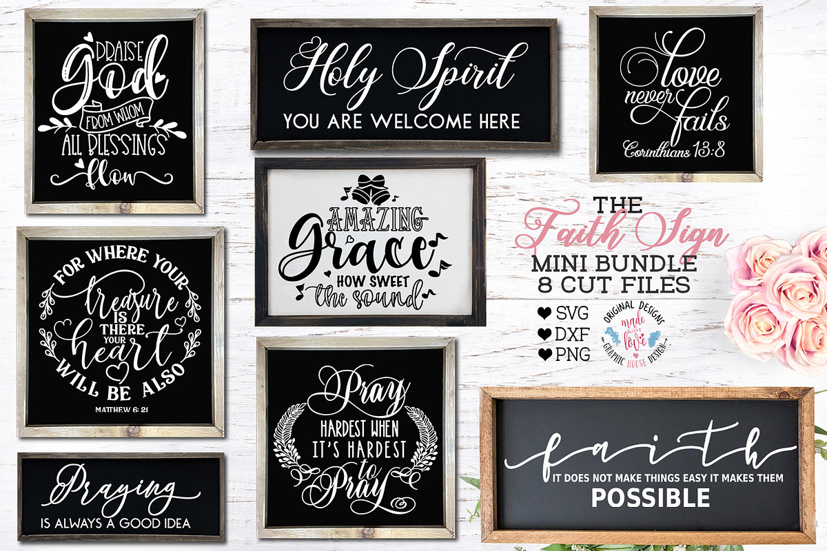 Faith Home Sign Cut Files Bundle, a Decorative Illustration by Graphic ...