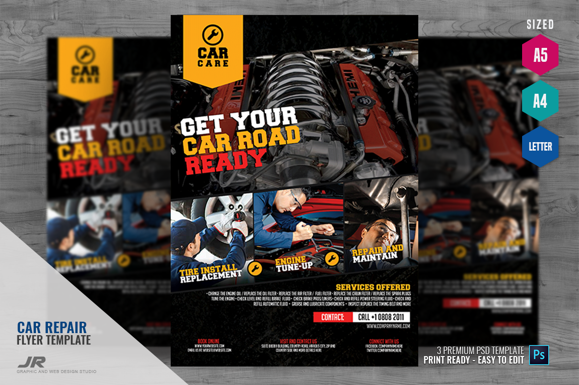 Car Repair Flyer Design Template, a Flyer Template by PSDPixel