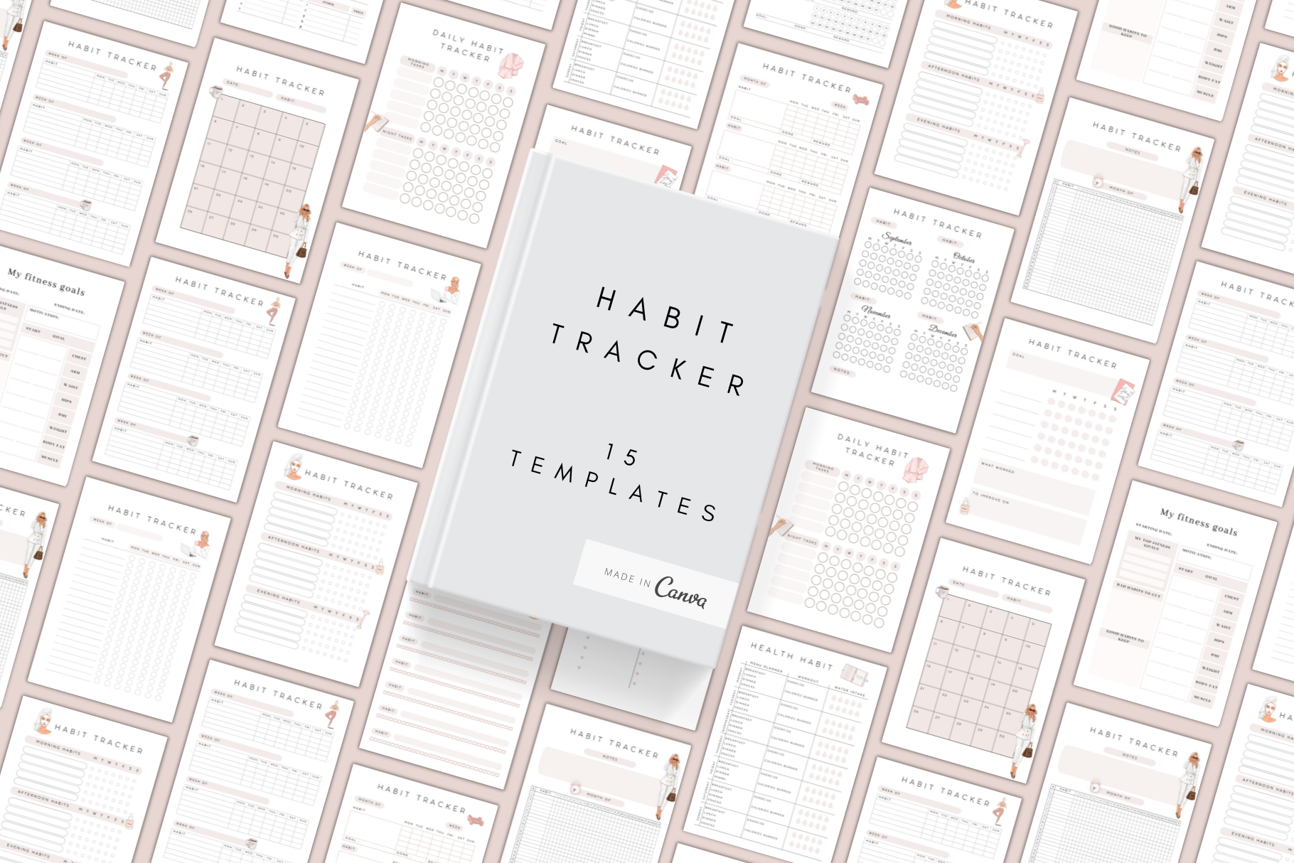 Digital Habit Tracker Templates A4, a Stationery Template by BRANDcontent