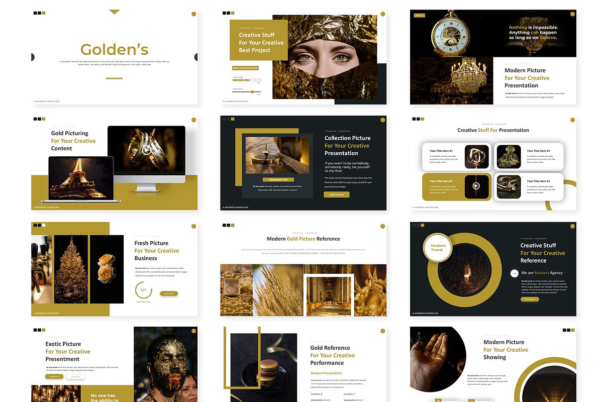Golden's - Google Slides Template, a Presentation Template by AQR Studio