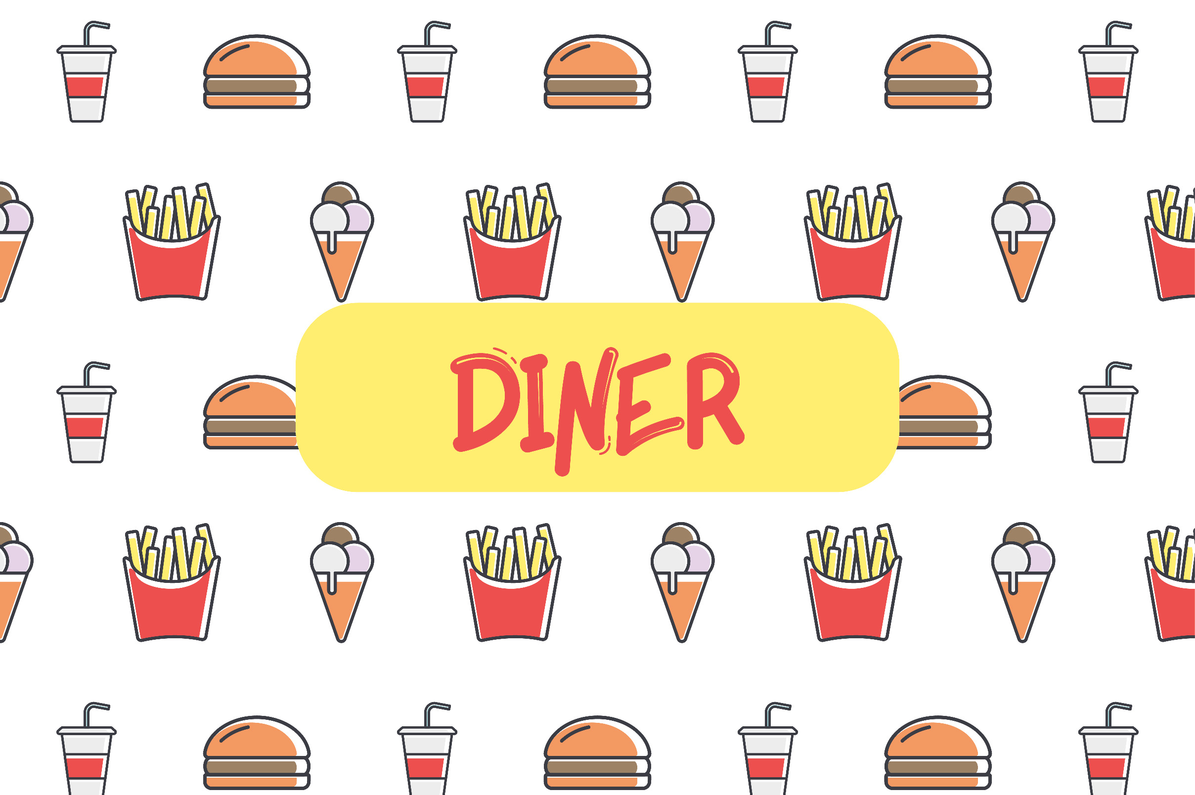 Diner icon pattern, a Pattern Graphic by MikeHill