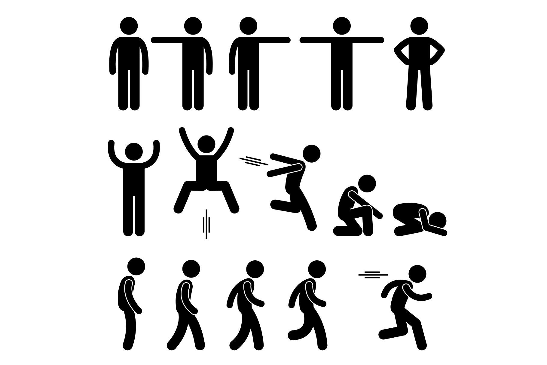 Human Action Poses Postures Icons, an Icon by Leremy Stick Figures
