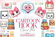 Cute Book Clipart, Kawaii Pencil, Book